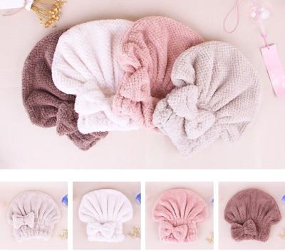 China Home Use Hair Drying Cap Microfiber Quickly Dry Hair Hat Wrapped Towel Shower Cap for sale