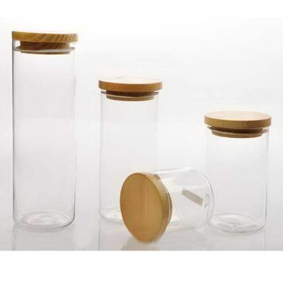 China Cork glass jar with wooden or bamboo lid for sale