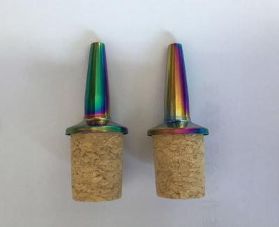 China Parte superior de aço inoxidável da cortiça de Dasher da cor do arco-íris para o diâmetro 18mm da garrafa de vinho à venda