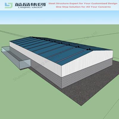China Prefabricated Modern Structural Steel Building Frame Workshop Green Light  Metal Warehouse for sale