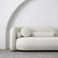 China Three Dimensional White Teddy Velvet Couch Sofa Polyester Fiber for sale