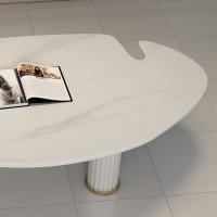 China Modern Marble Topped Pedestal Coffee Table Irregular Shape for sale