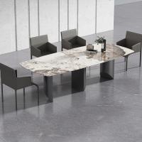 China Geometric Structure Italian Marble Top Table Rectangular 200cm Long for sale