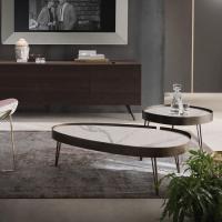 China 110cm Long Marble Coffee Table Set for sale