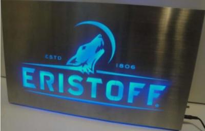 China Muestra ‘AZUL’ de la luz del Pub LED de la barra de la vodka de Absolut de la MUESTRA de la BARRA de METAL de la VODKA de la MUESTRA de ERISTOFF en venta
