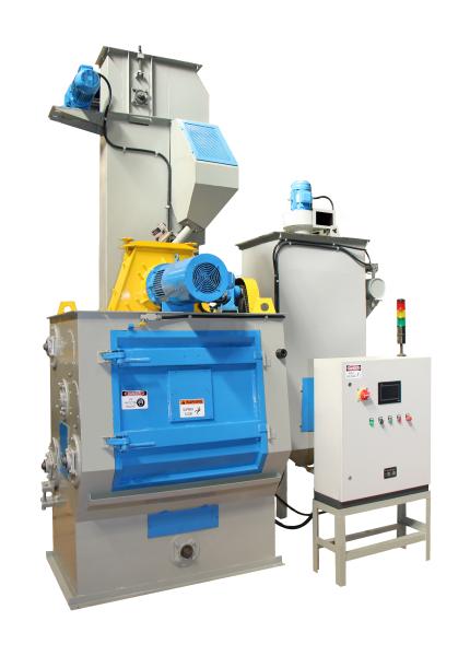 Quality Rubber Belt Apron Tumble Drum Shot Blasting Machine For Small Metal Products Batch Cleaning for sale