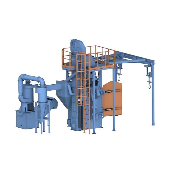 Quality Batch Cleaning Metal Products Castings Spinner Hanger Shot Blasting Machine With Overhead Tracks Hooks for sale