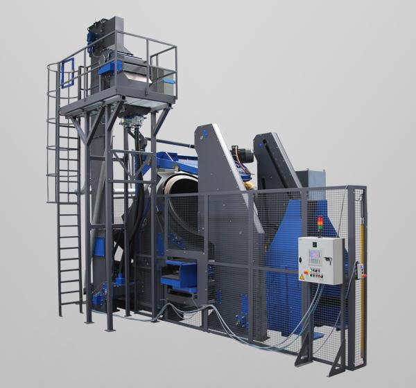 Quality Rotary Drum Shot Blasting Machine With Auto Loading For Batch Metal Parts for sale