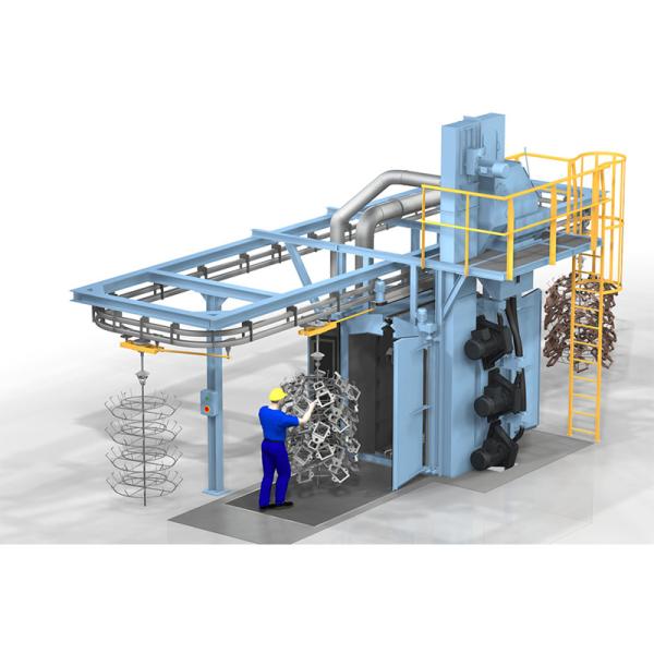 Quality Closed Loop Monorail Type Overhead Conveyor Spinner Hanger Shot Blasting Machine With Hooks for sale