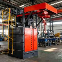 China Fully Automatic Monorail Shot Blasting Machine PLC Control HMI 500kg Capacity for sale