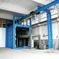 China Fully Automatic Pass-Through Shot Blasting Machine with PLC Control and HMI Interface for Continuous Workflow for sale
