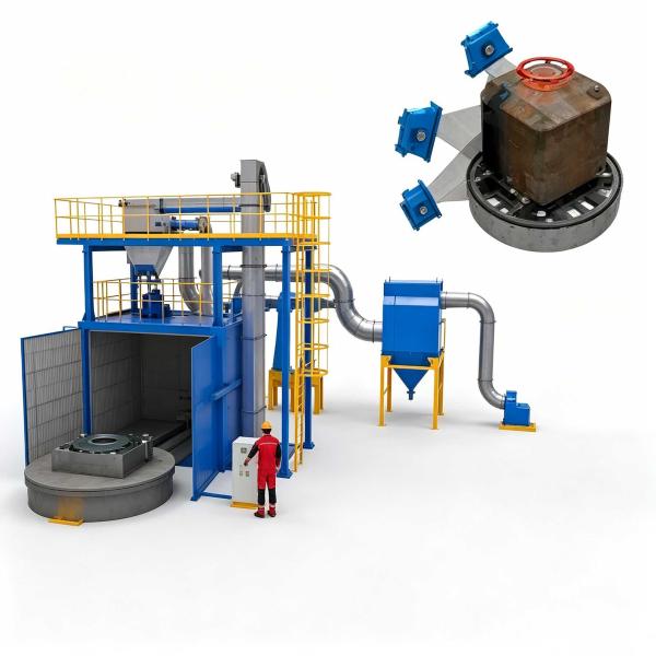 Quality Q36/Q76 Rotary Table Shot Blasting Machine, Trolley Type Shot Blaster for Cast Steel, Forging, Welded Structural Parts & Molds for sale