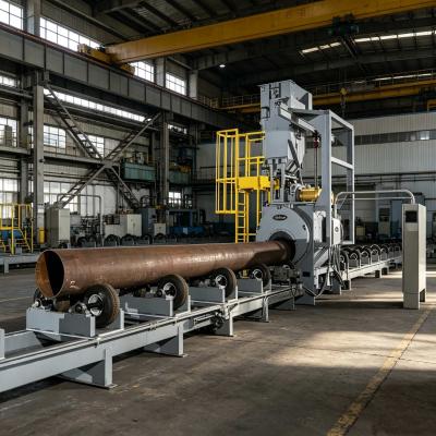 China Steel Pipe Shot Blasting Machine with customizable settings for various pipe diameters and lengths improving productivity for sale