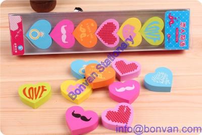 China heart shape kids eraser set for advertising use,heart shape eraser for sale