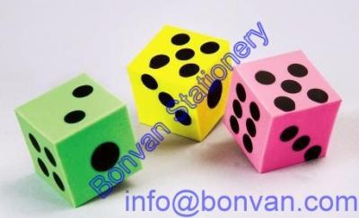China kids toy dice eraser, square eraser,printed square eraser for sale