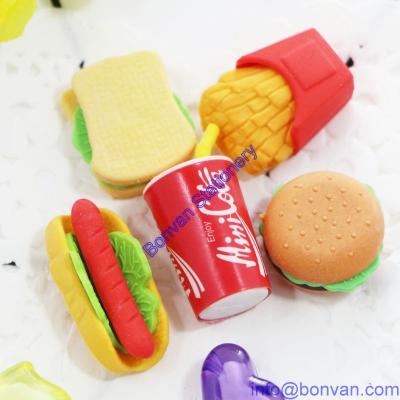 China fast food eraser, 3D food eraser for promotion, gift advertising eraser for sale