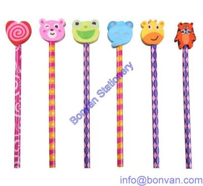 China promotional pencil topper eraser,pencil top eraser,customized shape and color for sale