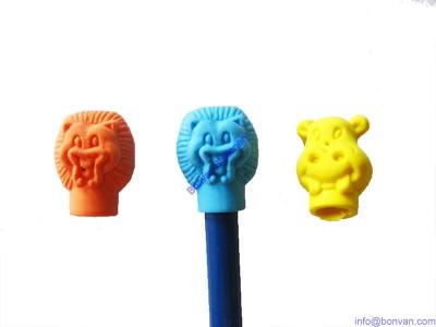 China animal head pencil eraser, 3D eraser with pencil hole,3D animal pencil eraser for sale