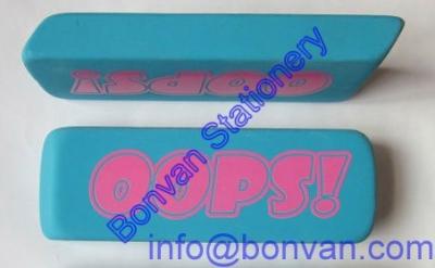 China big eraser, oops eraser ,printed promotional eraser from china factory for sale