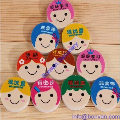 China fancy face printed eraser,giveaway gift eraser with full color printing for sale