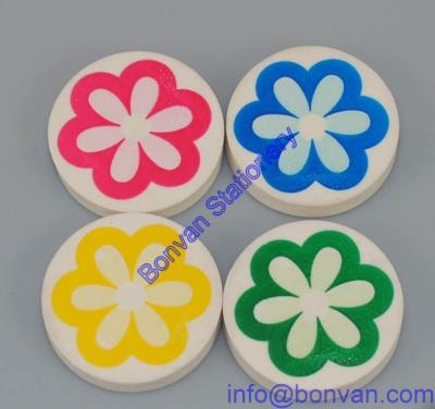 China flower printed round promotional eraser for advertising use from china factory for sale