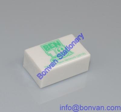 China white imprinted promo eraser, logo branded giveaway eraser for sale