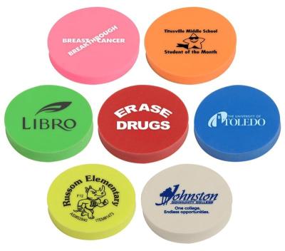 China printed round eraser,tpr round eraser, round promotional eraser for sale