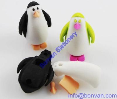 China penguin eraser,3d penguin eraser,kids penguin rubber eraser for sale