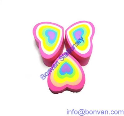 China heart shape extruded rubber eraser,multi color rubber eraser for sale