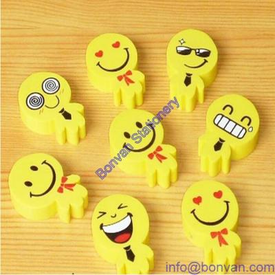 China smile face injected eraser, kids funny promotional extruded eraser for sale