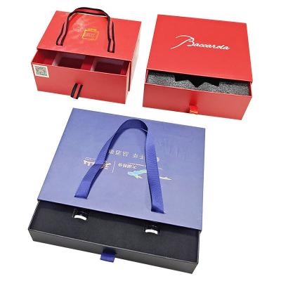 China Paper Cardboard Rigid Gift Box Luxury Wine Bottle Packaging Box Sliding Drawer for sale