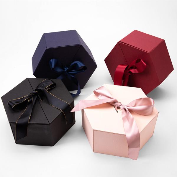 Quality Hexagon Cardboard Magnetic Box Rigid Double Door Gift Box For Beverages for sale