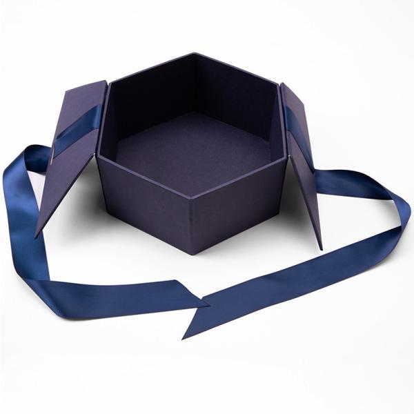 Quality Hexagon Cardboard Magnetic Box Rigid Double Door Gift Box For Beverages for sale