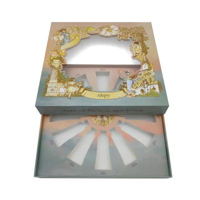 China Paper Cardboard Packaging Box Printing 12 Bottles Skin Care Gift Box With Clear Window for sale
