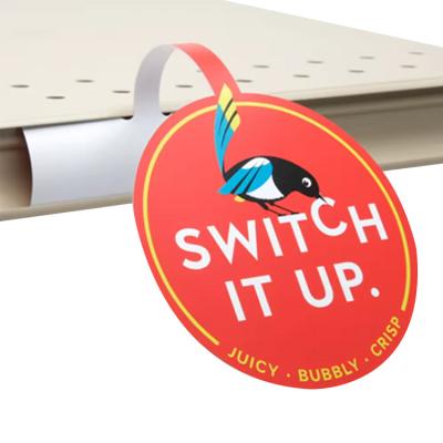 China Custom PVC Retail Shelf Wobblers Shelf Display Sticker Plastic Shelf Wobbler for sale