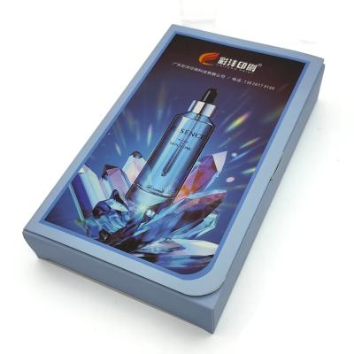 China Caja de cartón plegable personalizada en la parte superior del embalaje cosmético con ventanas de PVC transparentes después de abrir en venta