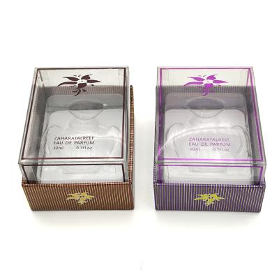 China Custom Logo Printing Perfume Display Box with Transparent PVC Cover and Paperboard Material for sale