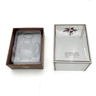 China Custom Logo Printing Perfume Display Box with Transparent PVC Cover and Paperboard Material for sale