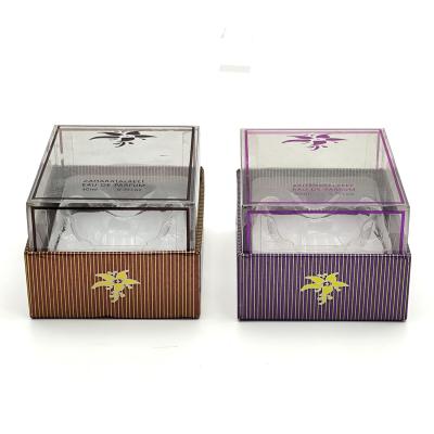 China Custom Logo Printing Perfume Display Box with Transparent PVC Cover and Paperboard Material for sale