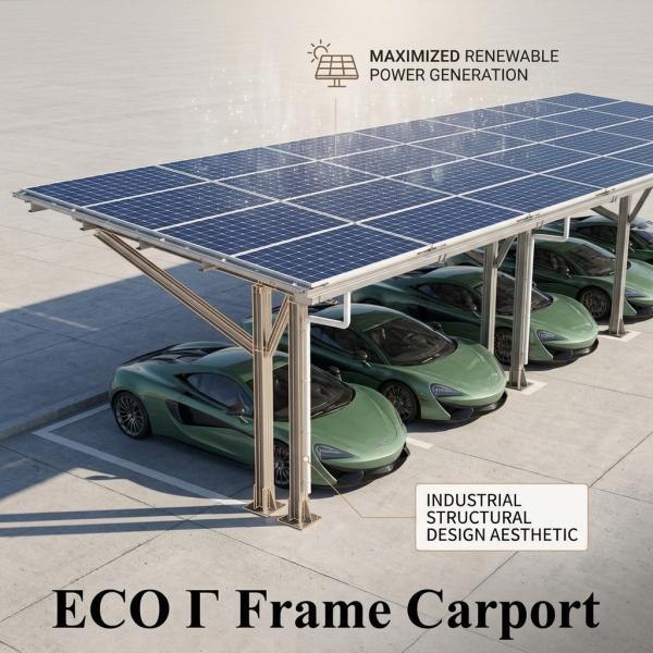 Quality Waterproof ECO Gamma Frame Carport Integrated Gutter Solar Parking Shelter All-Weather Vehicle Protection for sale