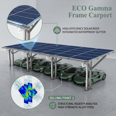 China OEM ECO Gamma Frame Carport Brand-Labeled Solar Parking Solution Flexible RAL Color Powder Coating for sale