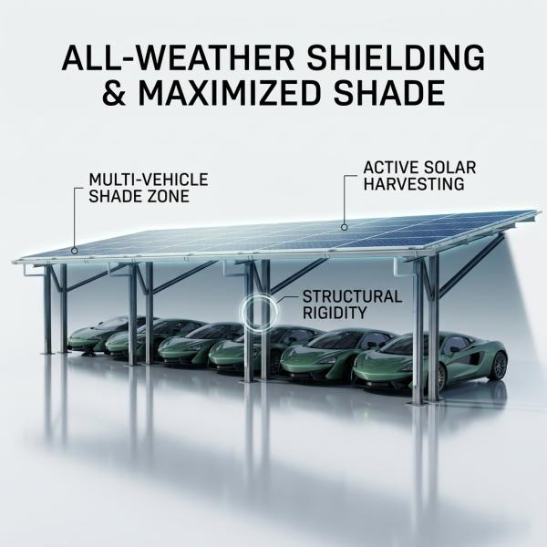 Quality Architectural ECO Gamma Frame Carport Luxury Solar Parking Structure Multi-Layer Coating LED Bespoke Design for sale