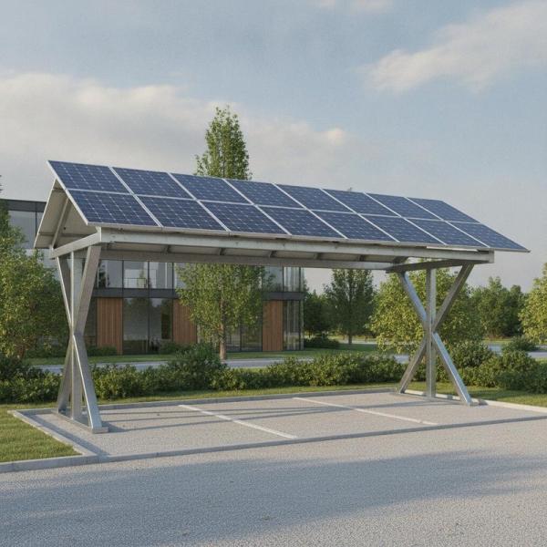 Quality ECO Y Frame Double Carport Solar Mounting System 12-Panel Hot-Dip Galvanized Steel PV Parking Canopy for sale