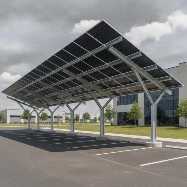 Quality ECO Y Frame Commercial Carport Solar Mounting System 24-Panel Heavy-Duty Steel Multi-Bay PV Parking Structure for sale