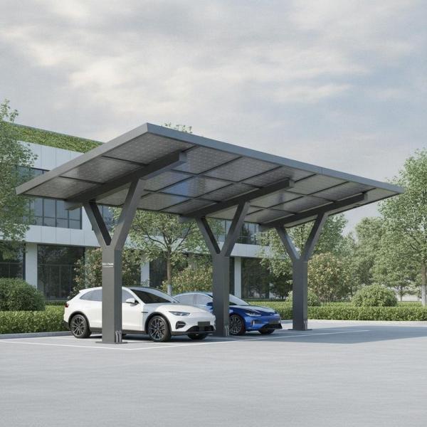 Quality ECO Y Frame Waterproof Solar Carport System 9-Panel Integrated Drainage Aluminum PV Parking Canopy for sale