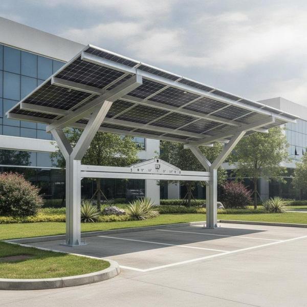 Quality ECO Y Frame Adjustable Tilt Solar Carport System 8-Panel Variable Angle 5-15 Degree Aluminum PV Canopy for sale