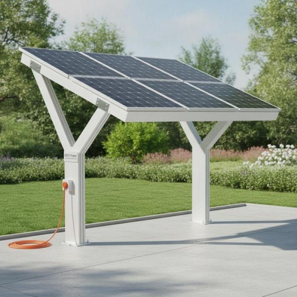 Quality ECO Y Frame Pre-Assembled Solar Carport Kit 4-Panel Plug-and-Play Aluminum PV Parking Canopy Structure for sale