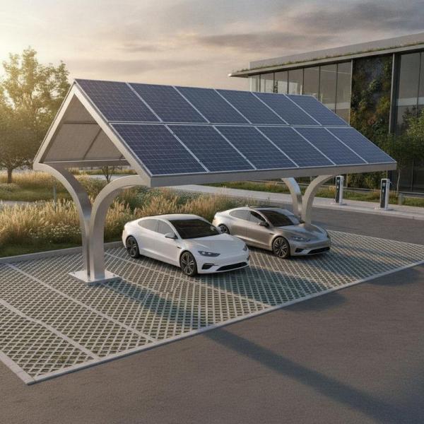 Quality ECO Y Frame Ground Screw Foundation Solar Carport System 15-Panel No-Concrete Aluminum PV Parking Canopy for sale