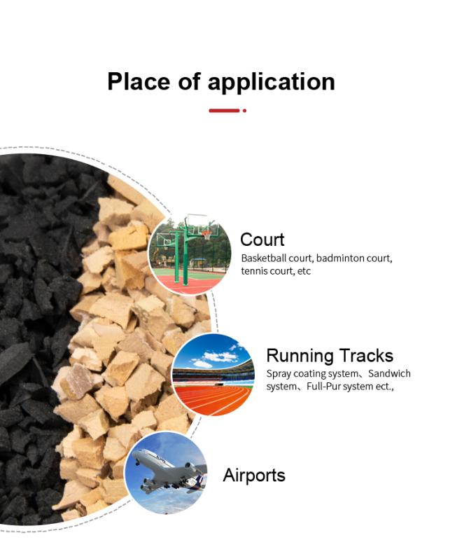 Rubber granules application on turf