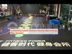 Functionele doelstelling Training kleur stabiel Antibacteriële Rubber Workout vloermatten Niet-toxisch slijtvast